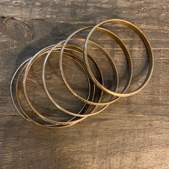 Jewelry | 7 Silver Coloured Bangles | Poshmark